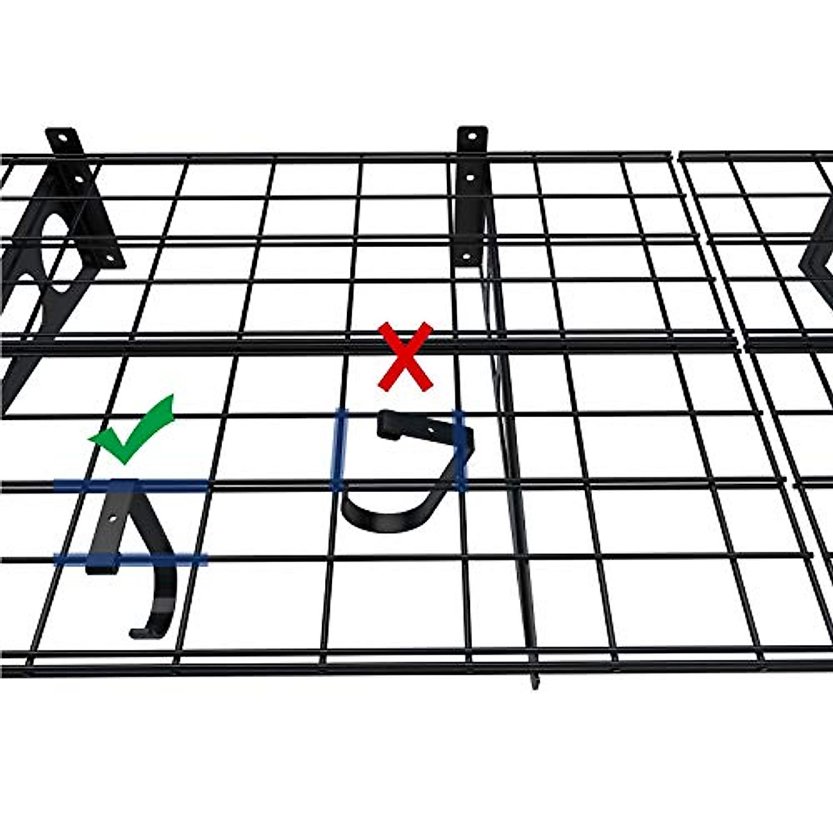 FLEXIMOUNTS 2-Pack 2x6ft Garage Shelving with Hooks 24-inch-by-72-inch Wall Shelf Garage Storage Racks Floating Shelves, Black