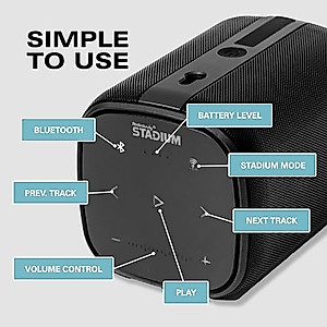 Rocksteady Stadium Portable Bluetooth Speakers - Up to 100 Foot Range - Up to 30 Hour Battery Life | 2 Speakers
