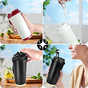 Icesip 18 oz Travel Coffee Mug Tumbler, Stainless Steel Vacuum Thermal Thermos to GO Leakproof, Double Walled Iced Travel Coffee Mug with Strap for Car Travel School Office Gift, White