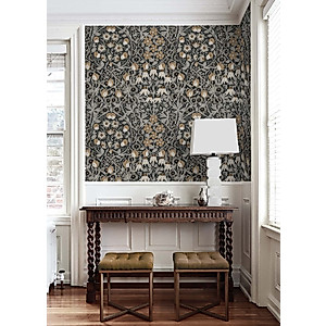 NextWall Tulip Garden Floral Peel and Stick Wallpaper (Wrought Iron & Chamois)