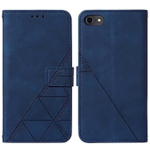 Moment Dextrad for iPhone SE 2022 Case Wallet,iPhone 8/7 Case,SE 2020 Case,6/6S Case,[Kickstand][Wrist Strap][Card Holder Slots] PU Leather Protective Folio Flip Cover (Blue)