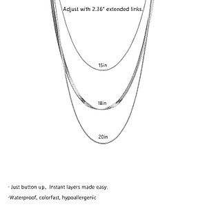 Léwind Gold/Silver Layered Necklaces for Women, Dainty 18K Gold Plated Choker Necklaces for Women Trendy Layering Herringbone Box Snake Paperclip Chain Fashion Jewelry Set