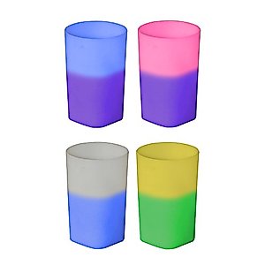 2oz Color Changing Mood Plastic Shot Glass, Unique square bottom, BPA FREE and reusable, round top design and 1 oz, Set of 12, Assorted Colors - MADE IN USA
