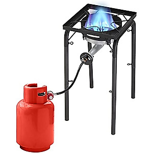 ROVSUN 200,000-BTU Powerful Propane Burner, High Pressure Portable Single Gas Stove Cooker with Adjustable Height & 20psi Regulator for Outdoor Camp Cooking Home Brewing Turkey Frying Maple Syrup Boil