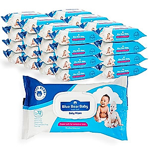 Blue Bear Protection Baby Wipes Sensitive Formula, Ultra Gentle & Hypoallergenic Wet Wipes Baby, Baby Wipes Bulk, Travel Baby Wipes, Baby Face Wipes 2304 Count (Pack of 32)