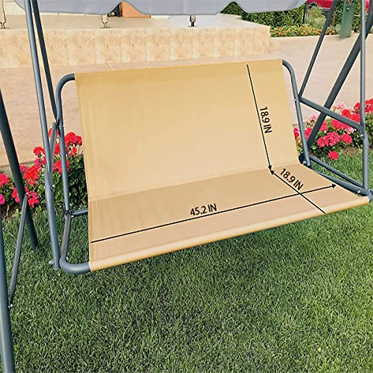 Amtoolate 2/3 Seat Porch Swing Cover Chair Bench Replacement Cover, 600D Thickened Oxford Waterproof Patio Swing Cushions for Outdoor Garden,Black-45.2 x 18.9 x 18.9 Inch