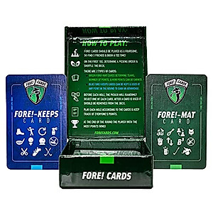 Fore! Cards On-Course Golf Game | Fun Interactive Golf Game | Spice Up Your Next Round | 50 Card Deck Makes Every Hole a Different Challenge | Perfect for Any Golfer