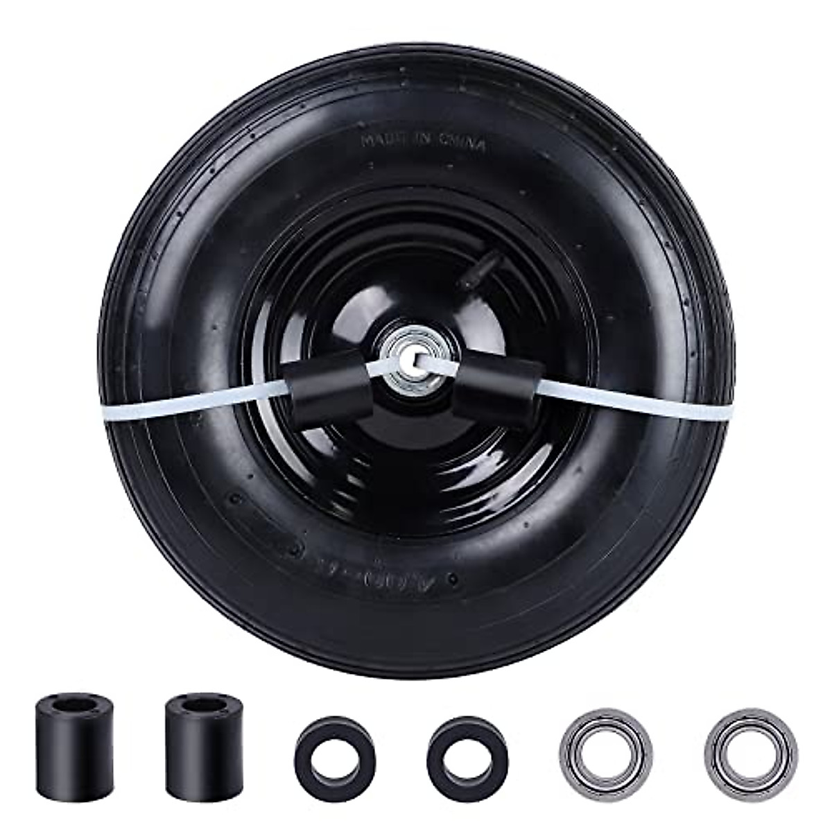 13 Inch Wheelbarrow Tire Wheel Replacement Air Filled Fits Tires Size of 4.00"x 6" (3.50/2.50-8") 5/8" Bearings for Wheel Barrel Yard Cart Garden