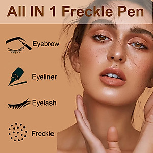 Rosarden Freckle Pen, Freckle Makeup Pen for Face, Waterproof Long Lasting Quick Dry Faux Freckle Pen, Soft Artificial Freckles Makeup Face Decoration, Create Natural Sunkissed Skin (Natural Coffee)