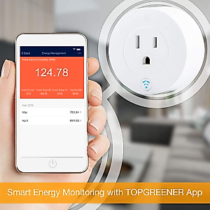 TOPGREENER TGWF115PRM Wi-Fi Plug with Energy Monitoring, Smart Outlet, Control Lights and Appliances from Anywhere, No Hub Required, White, Works with Amazon Alexa and Google Assistant - Amazon Vine