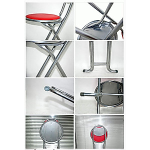 BSROZKI Portable Folding Stool for Women Men Folding 350lbs Cane Seat Chair Four-Foot Stable for Elders with PU Soft Back Support (1 Piece)