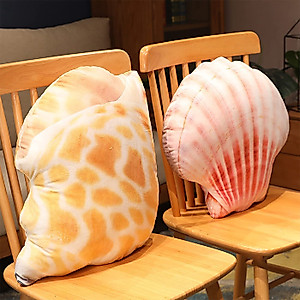 Beach Coastal Plush Pillow Cartoon Simulation Seashell Starfish Conch Pillow Cushion 3D Shell Stuffed Plush Pillow Decorative Throw Pillow Sofa Couch Pillow for Beachy Room Decor