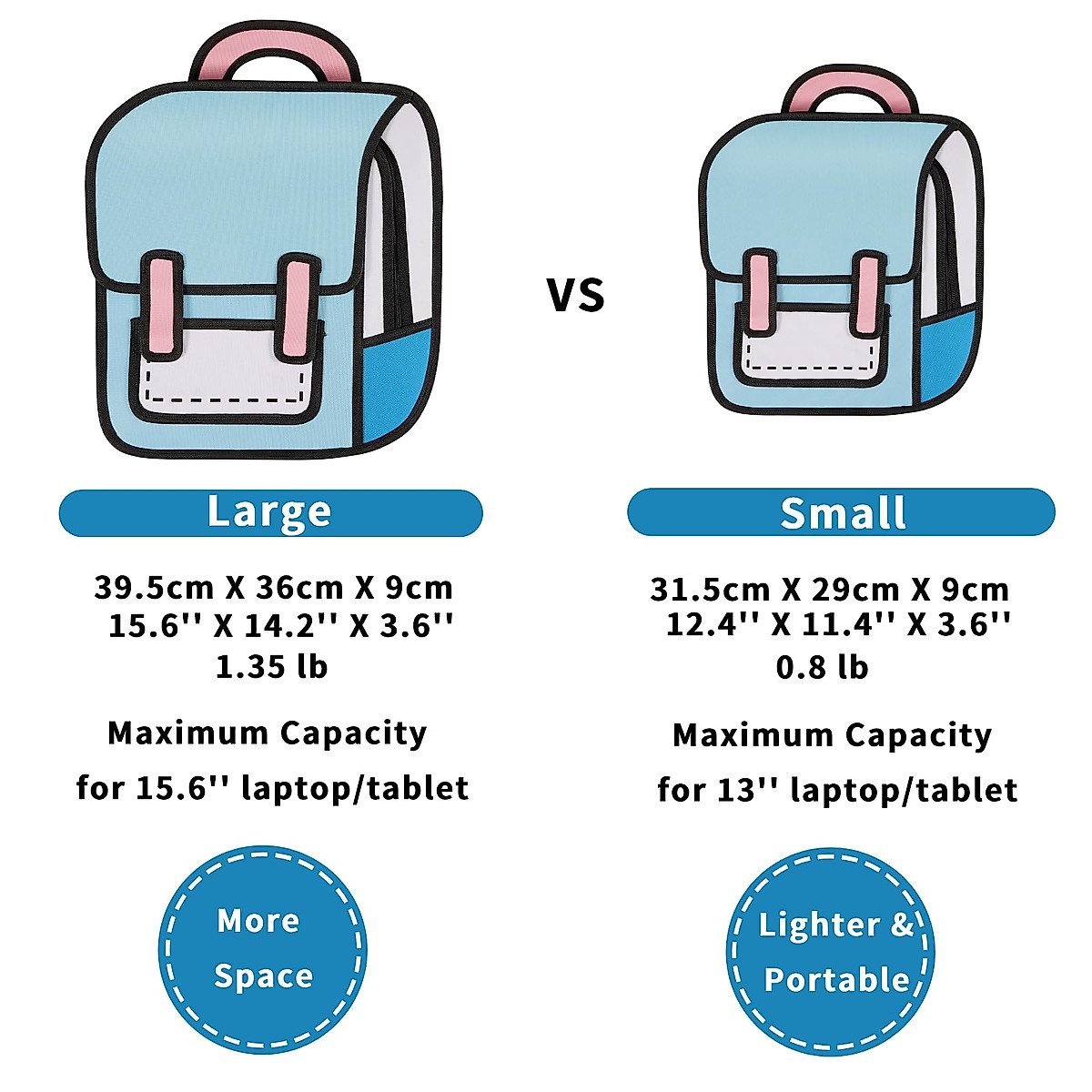 Aobiono Kawaii Backpack Cute Cartoon 3D Jump Style 2D Drawing from Comic Paper Anime Bookbag School Supplies Fun Daypack (Pink)