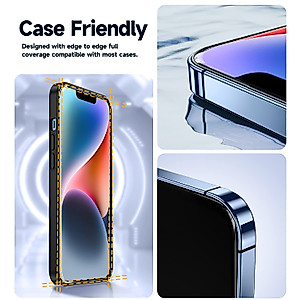 MAGIC JOHN 2 Pack for iPhone 13/14& iPhone 13 Pro 6.1 inch Tempered Glass Screen Protector, Auto Dust-Elimination, Bubble Free, HD Clear, Easy Installation