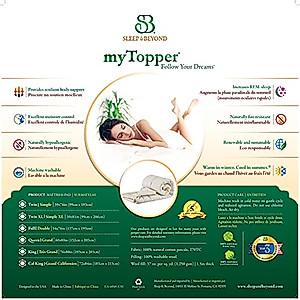 Sleep & Beyond 60 by 80-Inch Washable Wool Mattress Topper, Queen, Natural