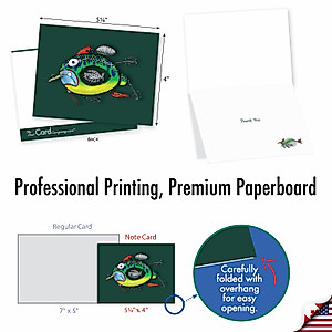 The Best Card Company 10 Assorted Thank You Notecards Bulk Box Set 4 x 5.12 Inch with Envelopes (10 Designs, 1 Each) Off The Hook M6543TYG