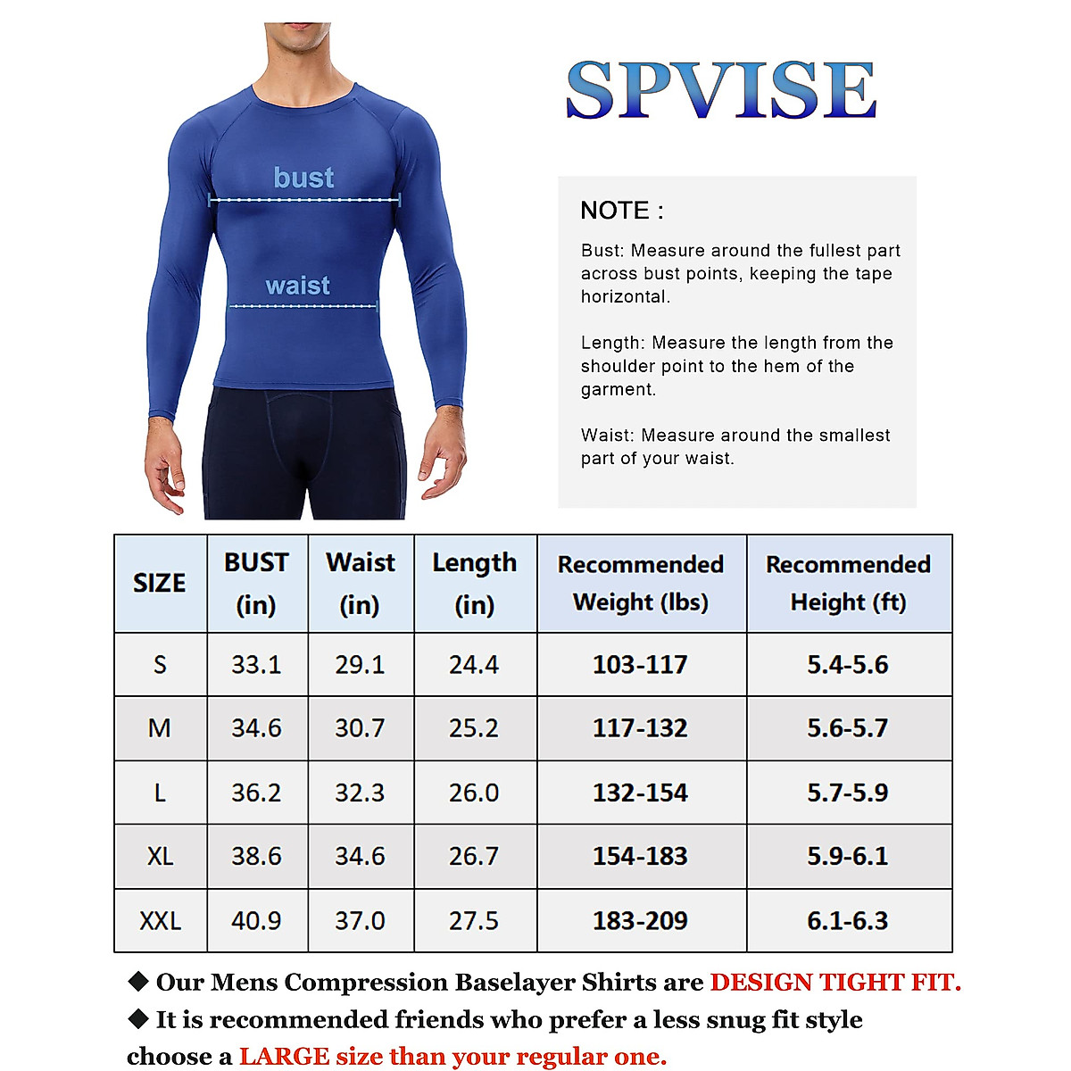 Blue Men's Compression Shirts Long Sleeve, Dry Fit Athletic Workout Gym Shirts Sports Base Layer Top Running T-Shirt