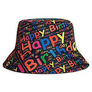 Happy Birthday Bucket Hat Fisherman Hat Beach Travel Sun Hat Outdoor Cap for Unisex Men Women