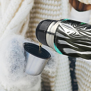 Stainless Steel Leather Vacuum Insulated Mug Zebra Thermos Water Bottle for Hot and Cold Drinks Kids Adults 16 Oz