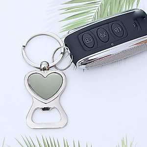 ARFUKA Bottle Opener Keychain Portable Beer Bottle Opener Key Chain Heart Pendant Keyring Beverage Bottle Opener Key Ring Gift for Men and Women