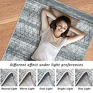 ROYHOME Area Rug Vintage Diamond Runner Rug Abstract Geometric Entryway Rug Washable Non-Slip Distressed Bedroom Mat Indoor Entrance Carpet for Living Room Kitchen, Grey, 2' x 6'