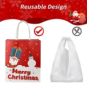 Kidtion Christmas Gift Bags 60 PCS, Durable Christmas Bags with Tissue Paper, 6 Styles Gift Bags Bulk with Handles, Reusable Small Gift Bags Xmas Paper Bags, Party Favors Holiday Gift Bags