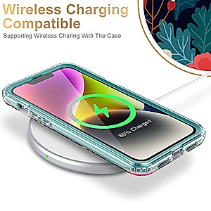 Esdot for iPhone 14 Case with Built-in Screen Protector,Military Grade Rugged Cover with Fashionable Designs for Women Girls,Protective Phone Case 6.1" Blooming Flowers