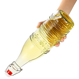 Nicunom 4 Pack Swing Top Glass Bottles 32 Oz, Clear Glass Brewing Bottle Flip Top Glass Bottle Airtight Glass Beer Bottles for Kombucha, Beverages, Wine, Juice, Oil, Vinegar, Water, Soda, Kefir