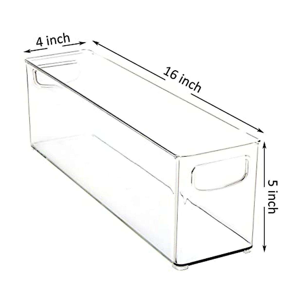 Youngever 2 Pack Stackable Plastic Storage Organizer Container Bin, Stackable Storage Bins with Handler for Refrigerator, Pantry (16" x 4" x 5")