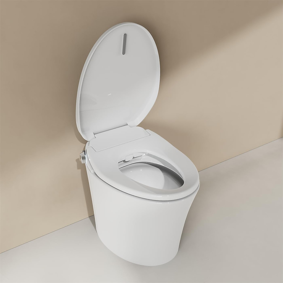 WELLFOR Smart Bidet Toilet Seat, Heated Toilet Seat, Water Temperature Adjustable, Smart Bidet Warmer, Feminine & Front Rear Wash, Self-Clean Nozzle, Toilet Seat with Flap Damping Slow Down