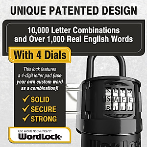 WordLock Key lock box – large capacity Secure Realtor Storage Lockbox with 4 Letter Word combination - Indoor / Outdoor Use for surfers, beach and sports