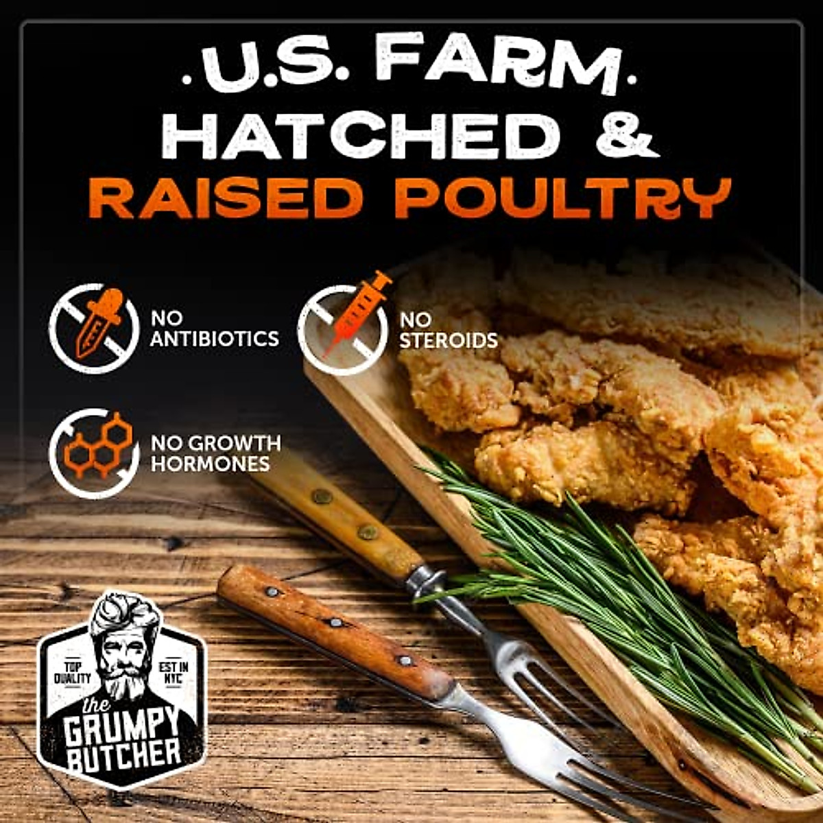 Grumpy Butcher Breaded Chicken Breast Tenderloins (Pack of 2, each 5 lb) | Fully Cooked Natural Chicken Tenders | Frozen Chicken Breasts Nuggets | Premium Poultry Breed w/ No Antibiotics & Hormones