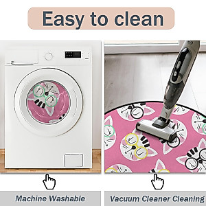 Tavisto 3 Ft Cat Background Round Desk Chair Mat Non-Slip Soft Desk Floor Mat Washable Floor Mat for Office Living Room Bedrooms Laundry Room Foyer Doorway