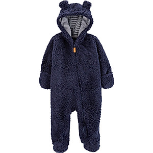 Carter's 0-9 Months Hooded Sherpa Bunting Pram (Navy Sherpa, 3 Months)