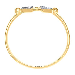 14k Two tone Gold Womens CZ Cubic Zirconia Simulated Diamond Treble Clef Love Heart Ring Measures 8.5mm Long Jewelry for Women