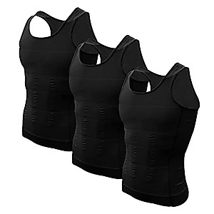 Aptoco Compression Shirts for Men,3 Pack Sleeveless Undershirt Body Shaper Vest Tank Top Mens Gynecomastia