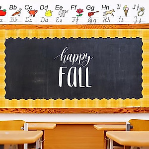 AnyDesign 79 FT Fall Autumn Plaid Bulletin Board Borders Self- Adhesive Orange Green Yellow Red Plaid Border Trim Thanksgiving Bulletin Board Decal Sticker for School Classroom Wall Whiteboard Decor