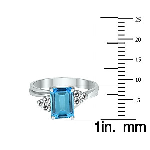 8X6MM Blue Topaz and Diamond Twist Ring in 10K White Gold