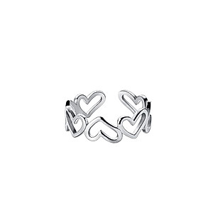 Cute Love Heart Adjustable Opening Pinky Rings for Women Dainty 925 Sterling Silver Eternity Endless Love Statement Knuckle Rings Thin Tiny Stacking Rings for Her Birthday Mom Xmas Valentines Gifts (Hollow Heart)