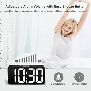 DreamSky Small Digital Alarm Clock for Bederoom, Large Big Numbers Display with Brightness Dimmer, Electric Bedside Desk Clock with USB Charging Port, Adjustable Alarm Volume, 12/24Hr, Snooze