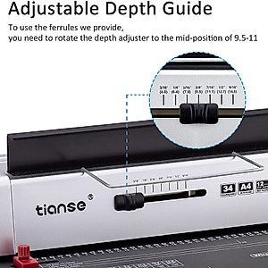 TIANSE Binding Machine, Wire Binder Machine 34 - Square Size Holes, Punching 120 Sheets, Bind 12 Sheets Book Maker with Sturdy Metal Construction Comes with 100pcs of 3/8" Wire Binding Ring