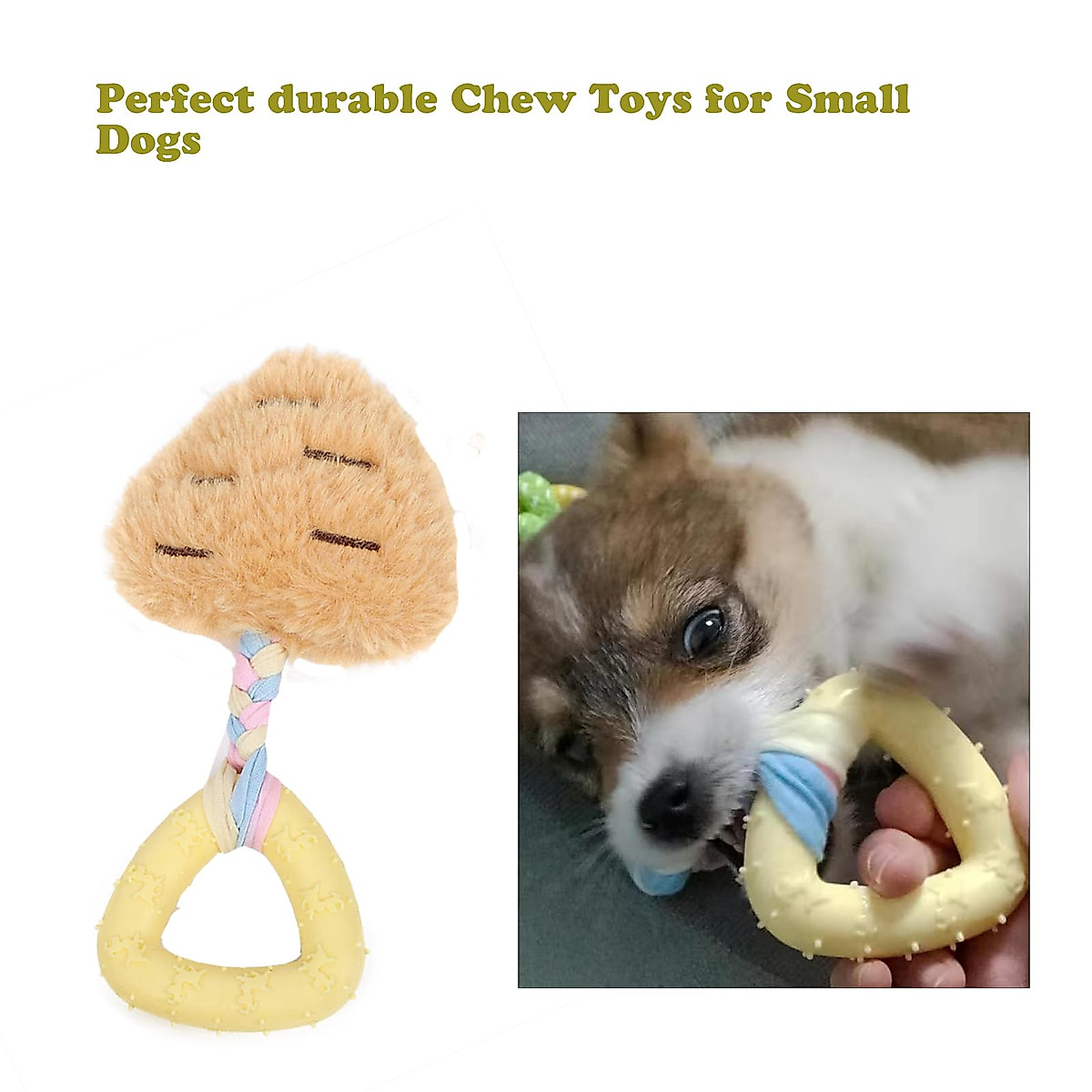 Volacopets Puppy Toys for Teething, Cute Little Puppy chew Toys for Boredom, Dog Squeaky stimulating teether Toy for Small Breed, Interactive Puppy Chewing Toys