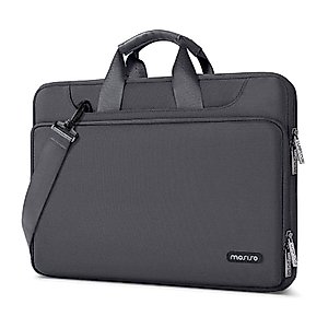 MOSISO 360 Protective Laptop Shoulder Bag Compatible with MacBook Air 15 inch M2 A2941 2023/Pro 16 inch M3 M2 M1 2023-2019, 15-15.6 inch Notebook,Matching Color Sleeve with Belt, Slate Gray