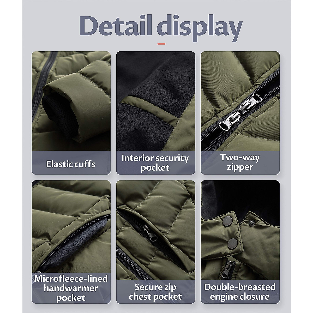 CREATMO US Women's Hooded Puffer Jacket Water-Resistant Insulated Quilted Coat Army Green XL