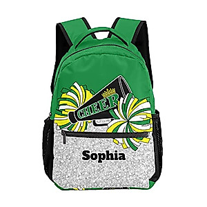 SunFancyCustom Custom Cheerleader Green Yellow Personalized Causual Shoulder Bag Sports Leisure Camping Backpack for Women Men