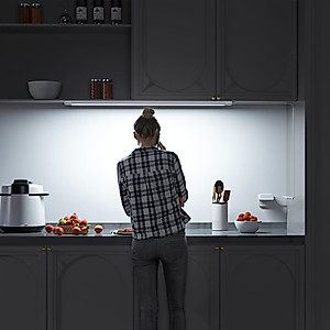 WOBANE Under Cabinet Lighting, 24 inch Plug in LED Counter Light Bar, Hand Wave Activated, Touchless Dimmable for Kitchen Cabinet, Shelf, Under Desk, Color Tunable 2700K to 6500K,White Panel,1400LM