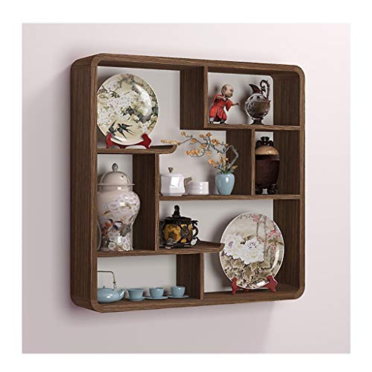 JYXCOSHELF Home Shelves, Wall-Mounted Shelving Units Creative Solid Wood Storage Rack Antique Shelf Simple Modern Cafe Bar Decoration Display Stand,Storage Racks (Size : 737315cm)