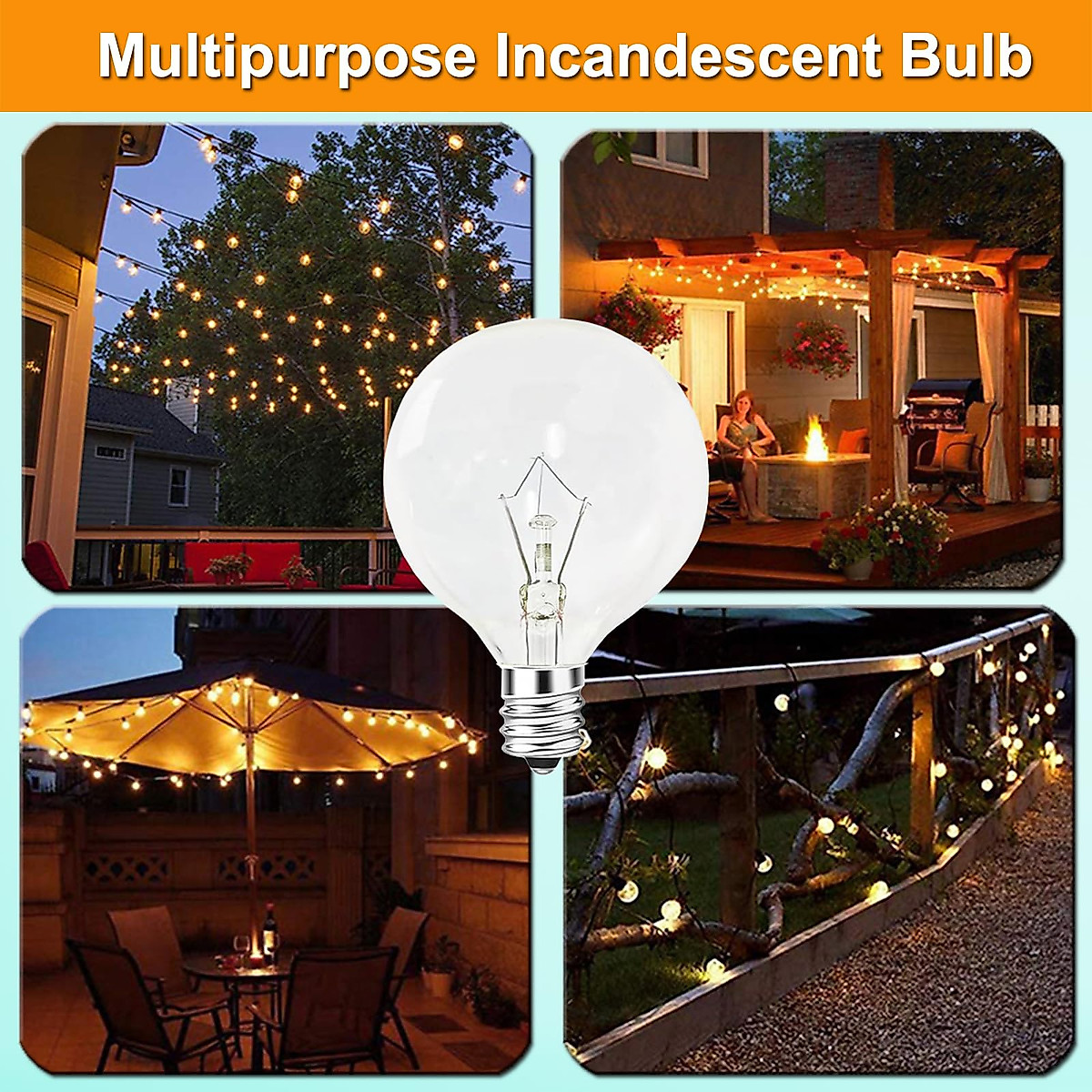 Wax Warmer Bulbs 25 Watt,G50 Light Bulbs for Full Size Scentsy Warmers,120V E12 Base G16.5 Globe Clear Light Bulbs for Candle Wax Warmer,Dimmable,Long Lifespan,Warm White,6 Pack