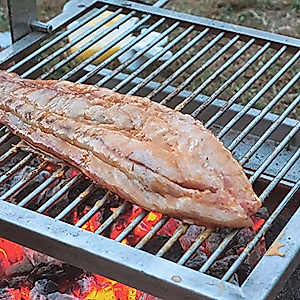 SpitJack Portable Camping Grill. Cook Over a Fireplace or Campfire with an All SS Argentine Santa Maria Cooking Grate and Drip Pan. 18 X 17 Inch Grill