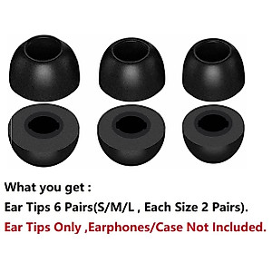 BLLQ Memory Foam Ear Tip Compatible with Sony WF-C500 WF-1000XM4 WF-1000XM3 Foam Tip Eartip,Fit in The Charge case, S/M/L 3 Pairs Black (Foam Tip c500 Black)